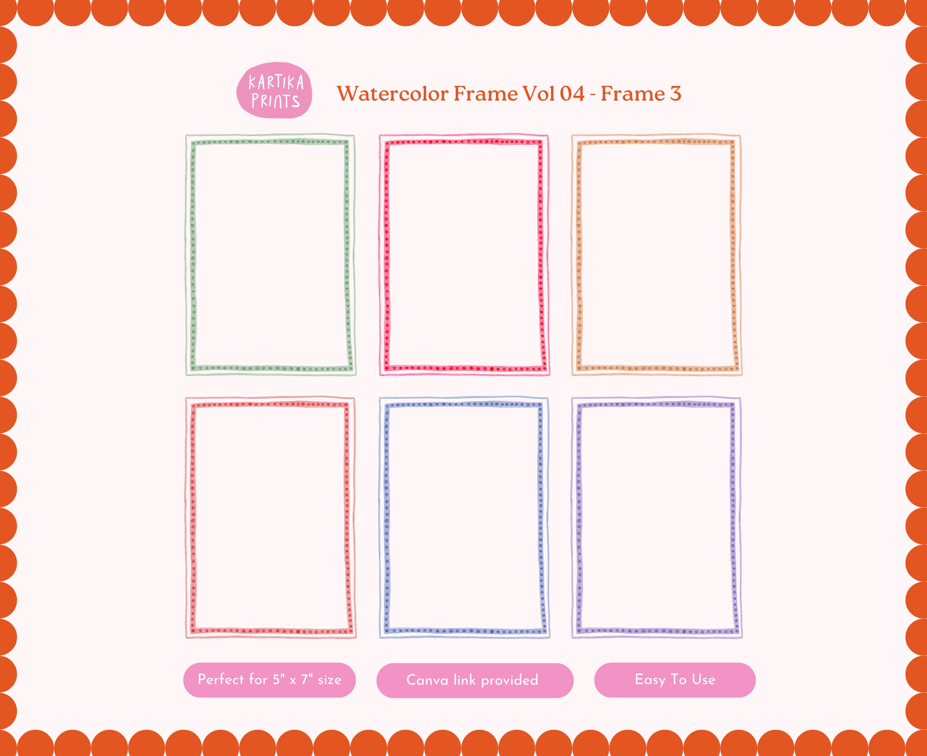 Hand Drawn Border Frame Illustration PNG, Wavy Border With Dots in PNG, Watercolor Border Frame ...