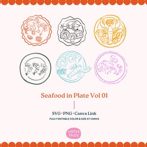 Seafood Illustration SVG PNG Bundle: Hand-drawn Fish Clipart (digital ...