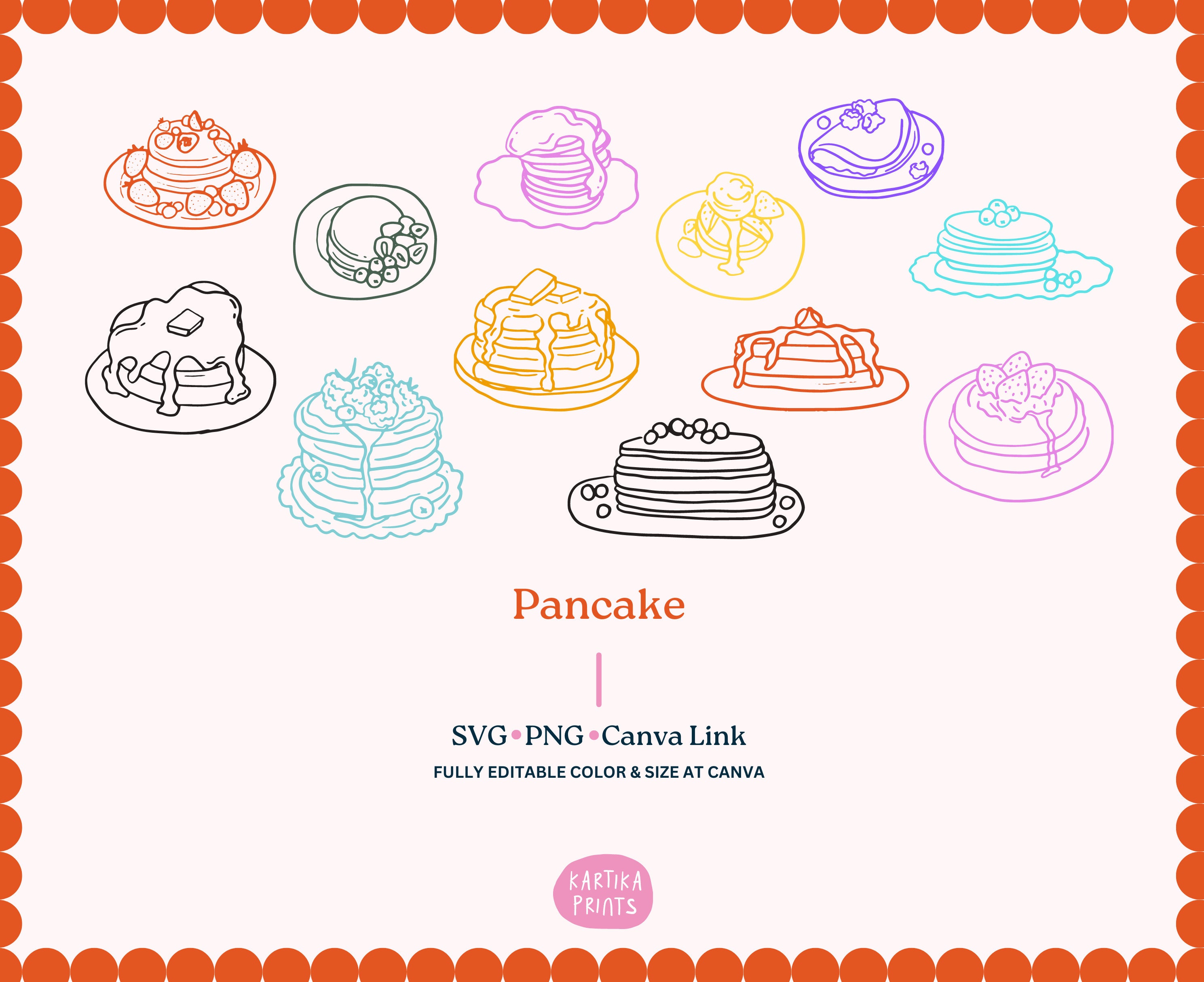 Bundle American Pancake SVG PNG | Bundle Hand Drawn Pancake Breakfast ...