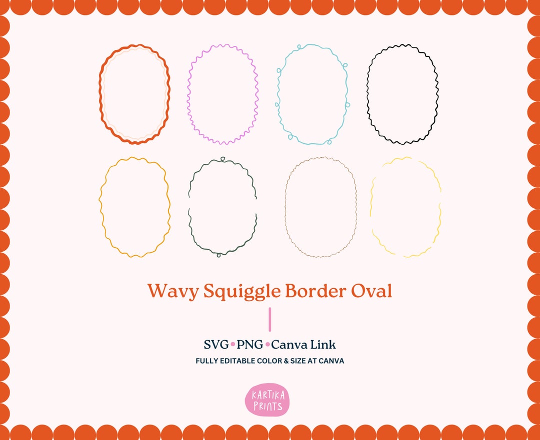 Wavy Border Frame Illustration: Hand-drawn SVG PNG Bundle (digital ...