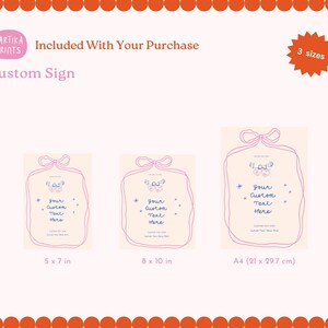 Custom Table Sign Canva Template | Whimsical Hand Drawn Bow Ribbon ...