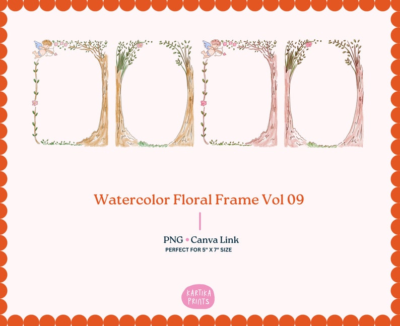 Watercolor Floral Border Frame PNG: Hand-drawn Invitation Design ...