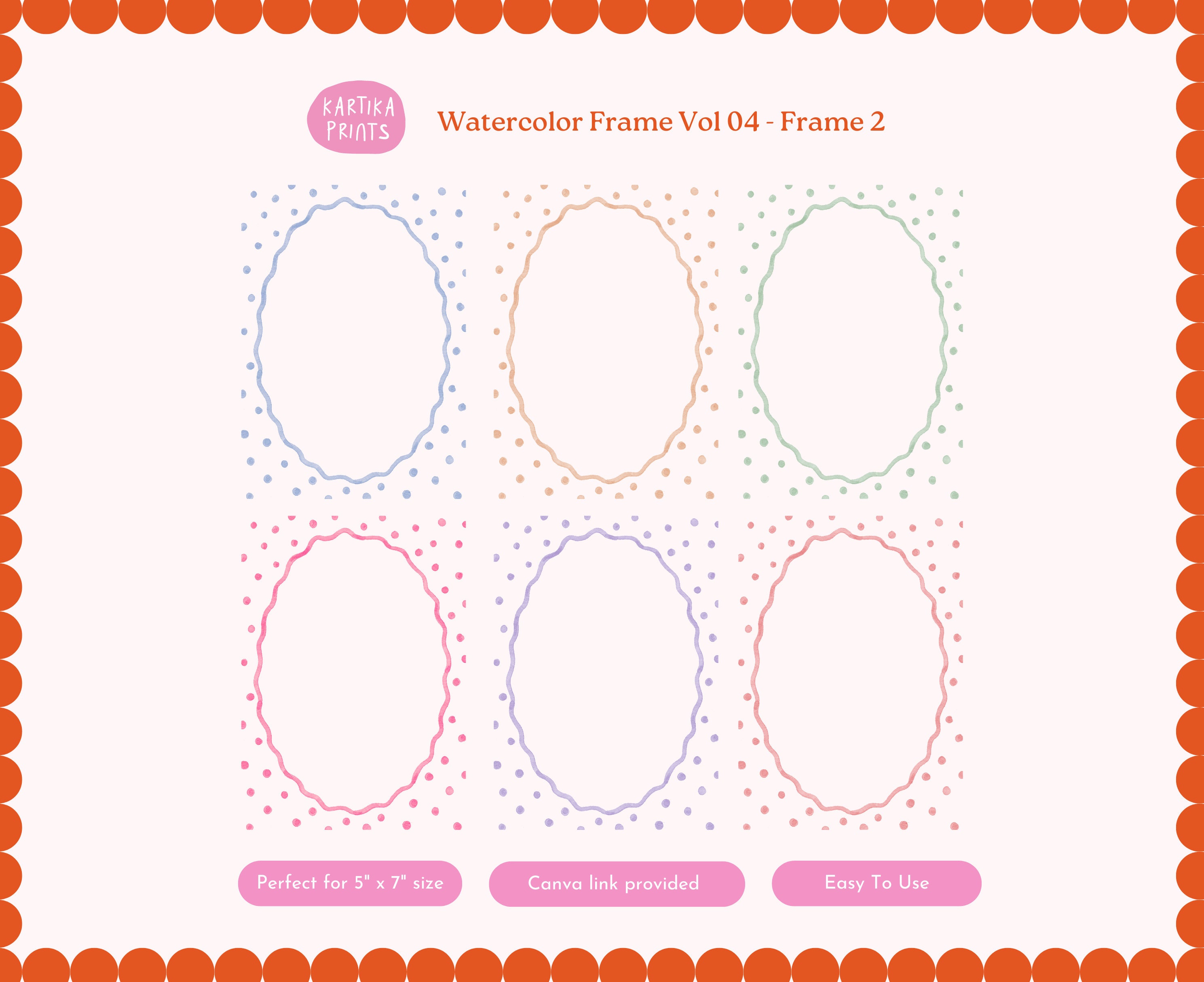 Hand Drawn Border Frame Illustration PNG, Wavy Border With Dots in PNG, Watercolor Border Frame ...