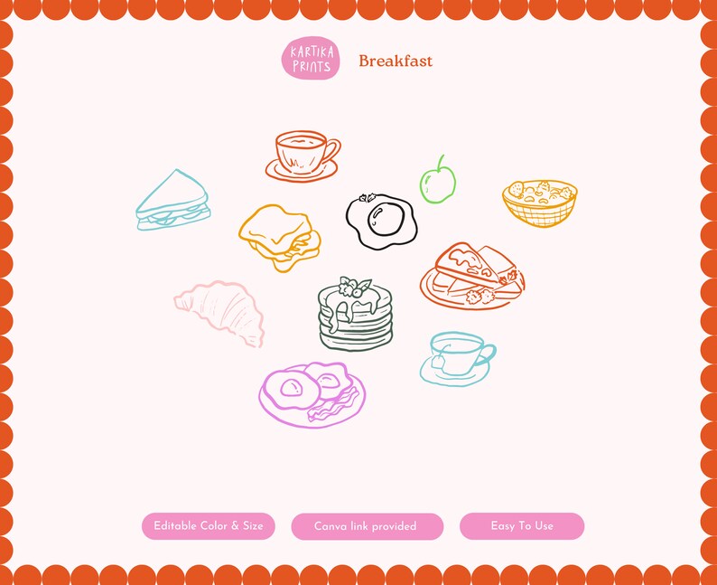 Bundle Breakfast SVG PNG Bundle Hand Drawn Various Breakfast ...