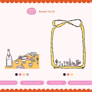 Hand Drawn Dinner Menu Border Frame: SVG PNG Clipart Canva Editable ...
