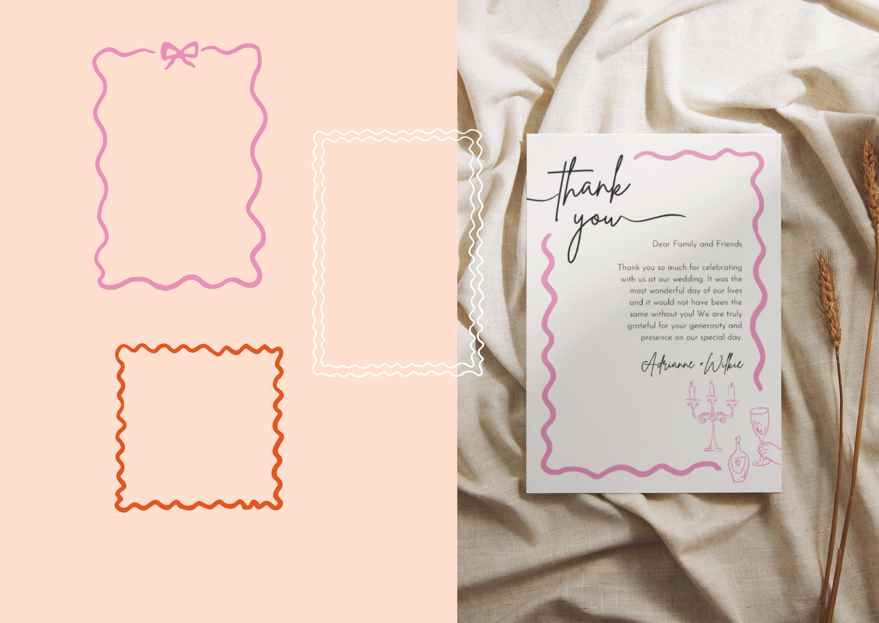 Bundle Hand Drawn Wavy Squiggle Border Frame Illustration SVG PNG, Wavy Border With Bow in PNG ...