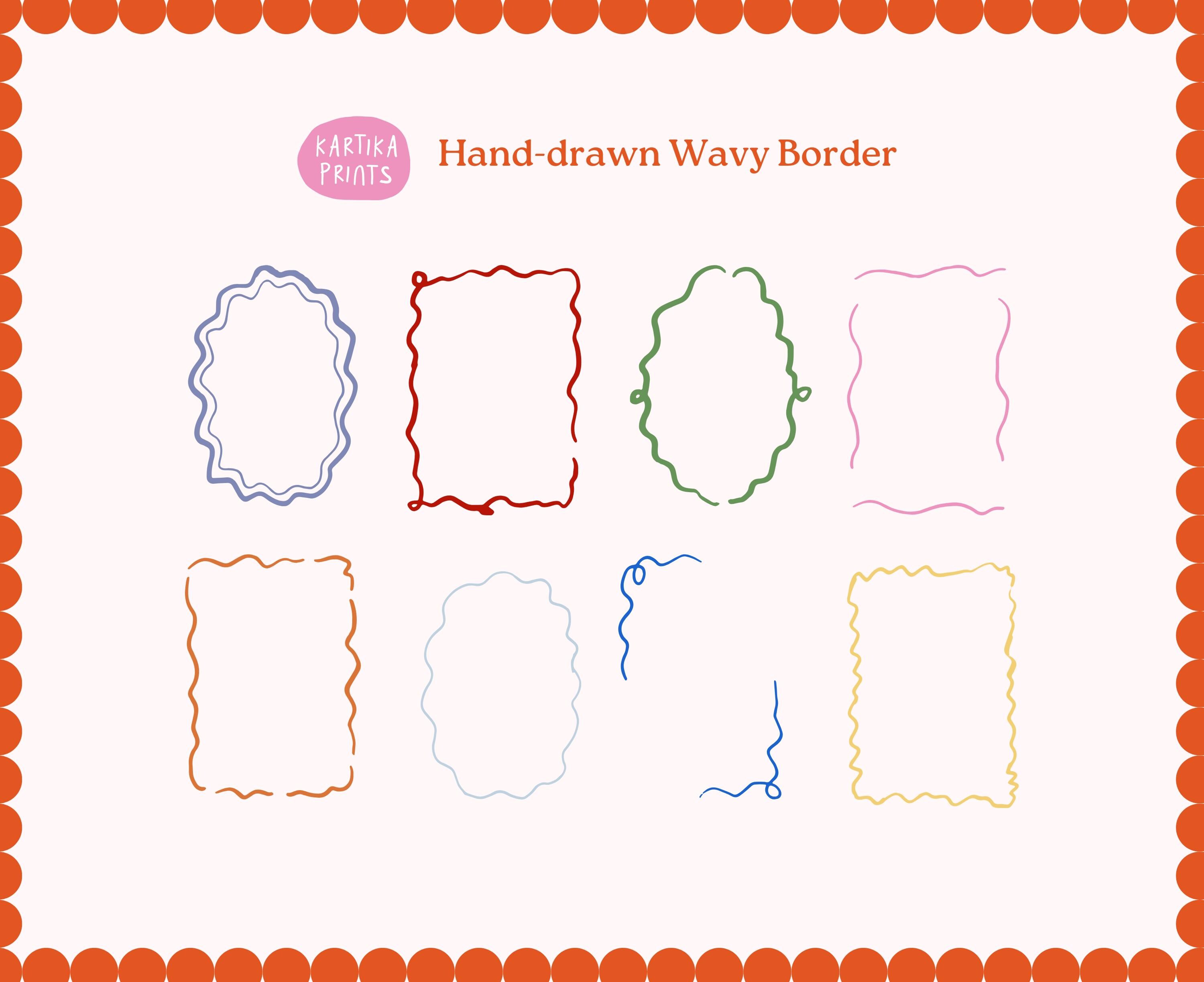 Wavy Border Frame Illustration: Hand-drawn SVG PNG Bundle Canva ...