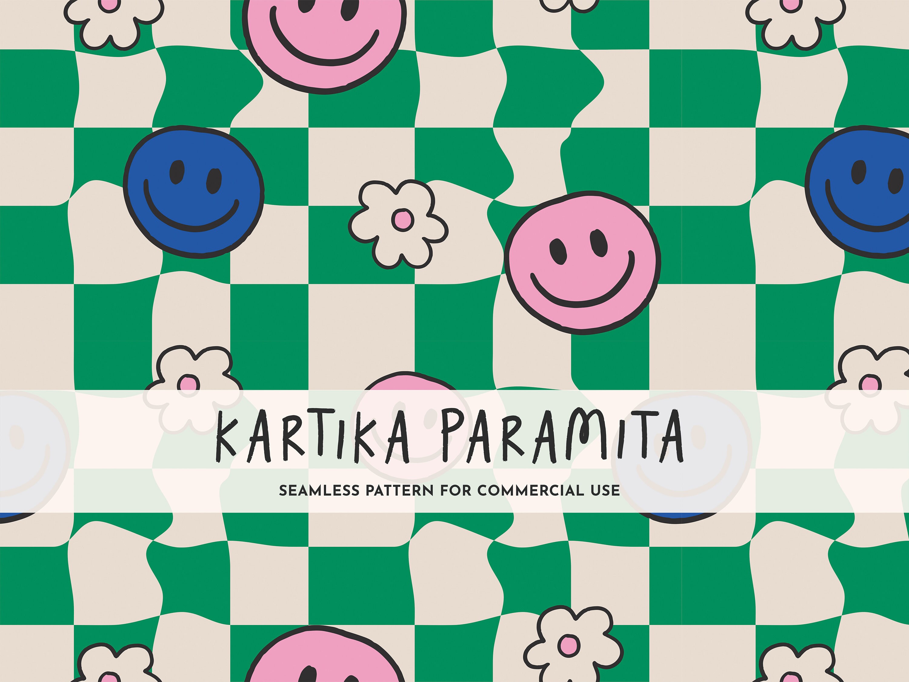 Retro Groovy Smiley Face Seamless Pattern Checkerboard Repeat - Etsy