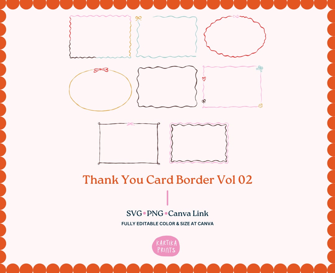 Hand Drawn Bow Border Frame Illustration: SVG, PNG, Canva Editable ...