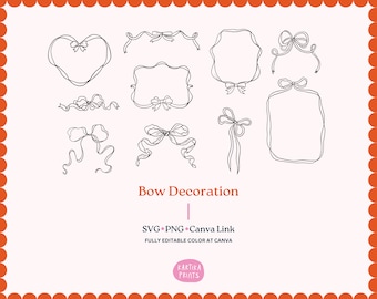Hand Drawn Bows Illustration Bundle SVG PNG Whimsical Bow Clip Art ...