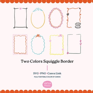 Hand Drawn Border Frame Illustration SVG PNG, Wavy Border With Bow in ...