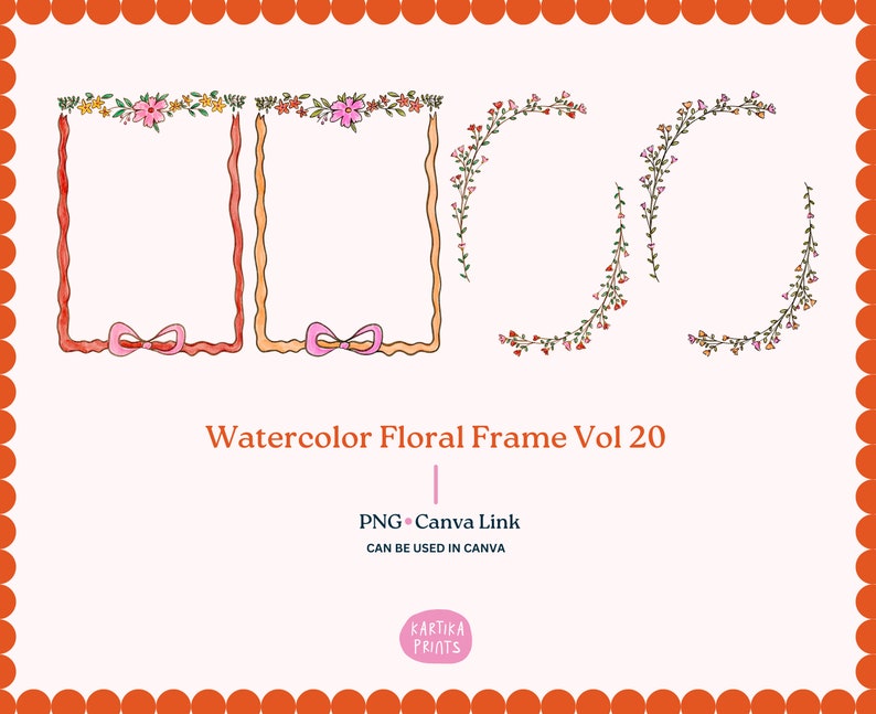 Watercolor Floral Border Frame PNG: Hand-drawn Invitation Design ...