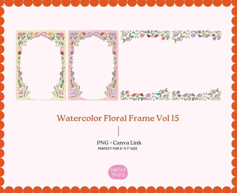 Watercolor Floral Border Frame PNG: Hand-drawn Invitation Design ...