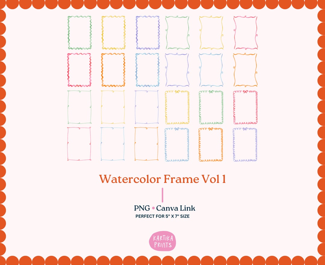 Hand Drawn Border Frame Illustration PNG, Wavy Border With Bow in PNG ...