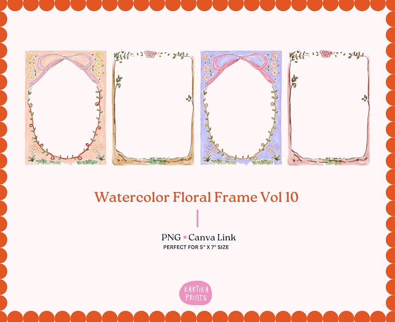 Watercolor Floral Border Frame PNG: Hand-drawn Invitation Design ...