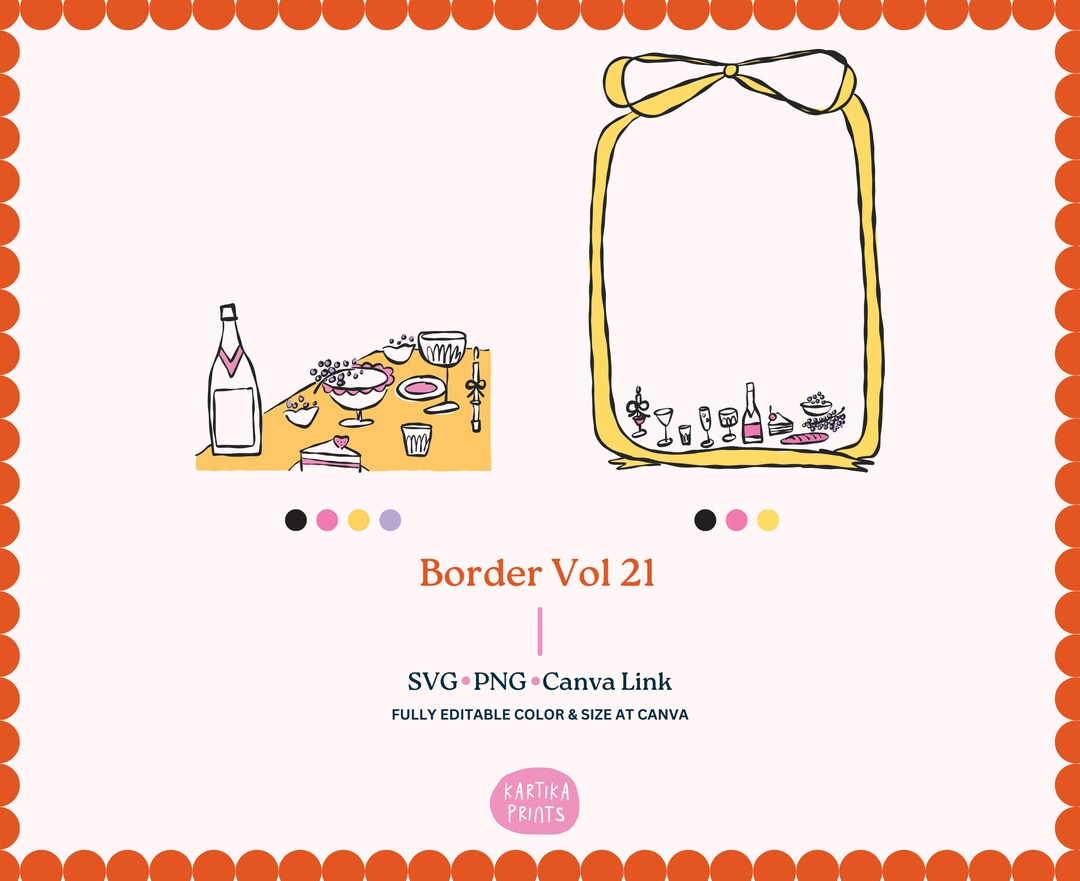 Hand Drawn Dinner Menu Border Frame: SVG PNG Clipart Canva Editable ...