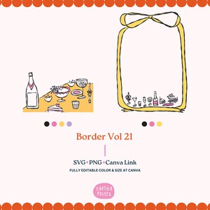 Hand Drawn Dinner Menu Border Frame: SVG PNG Clipart Canva Editable ...