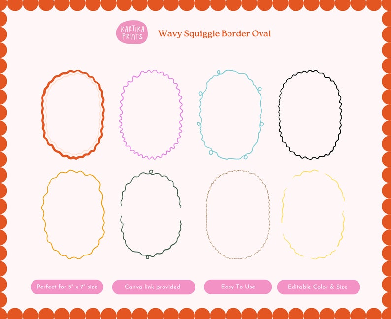 Wavy Border Frame Illustration: Hand-drawn SVG PNG Bundle (digital ...