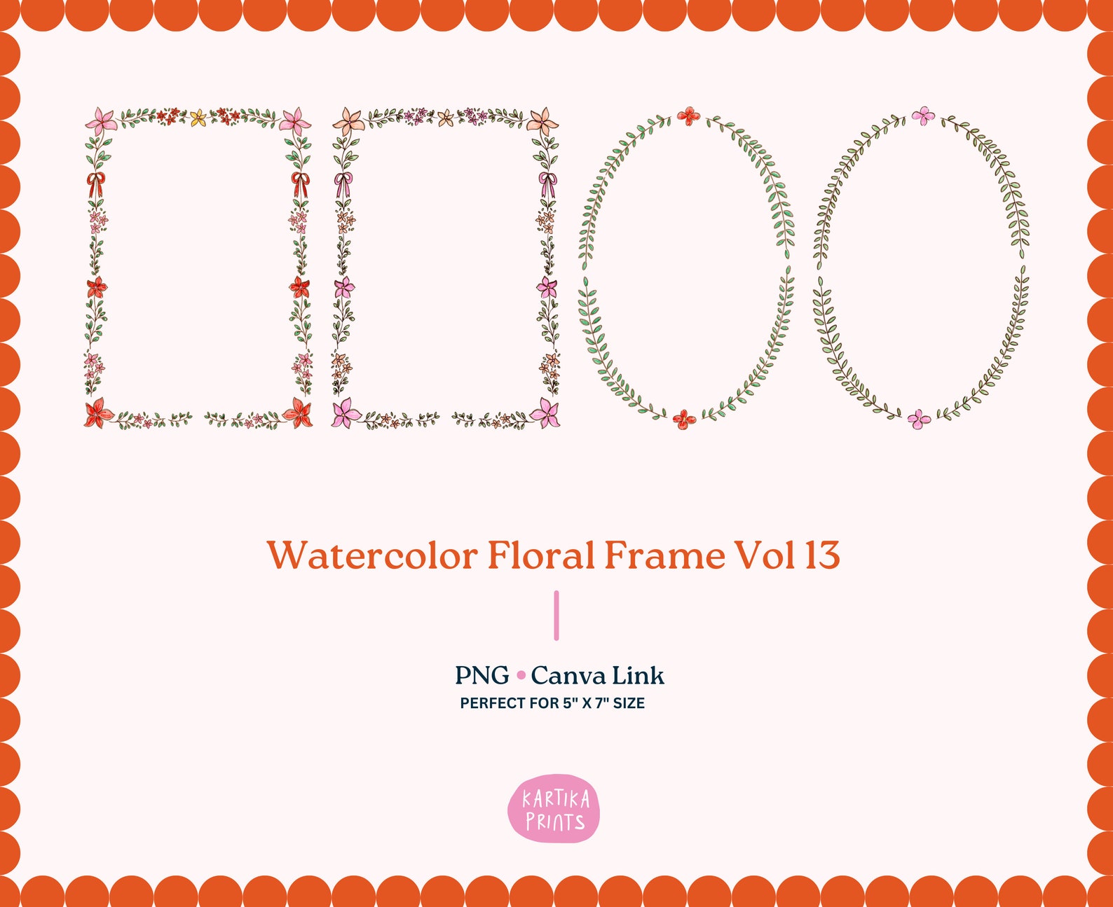 Hand Drawn Floral Border Frame Illustration PNG, Wavy Border With Bow ...