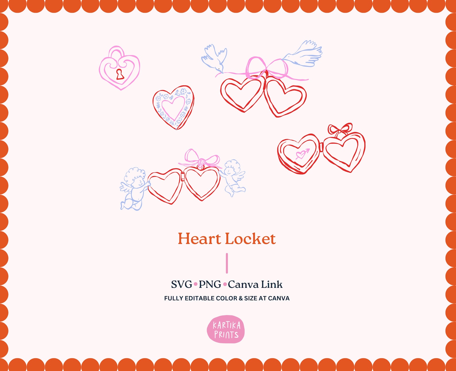 Hand Drawn Love Locket Illustration: Wedding Invitation Clipart (SVG ...