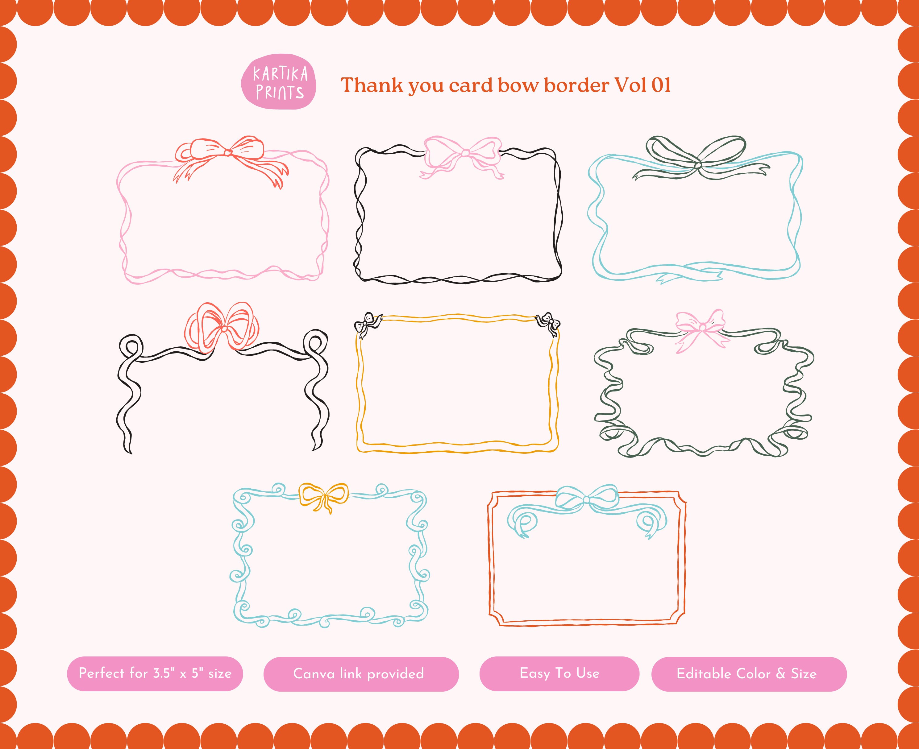 Hand Drawn Bow Border Frame Illustration: SVG, PNG, PDF (digital ...