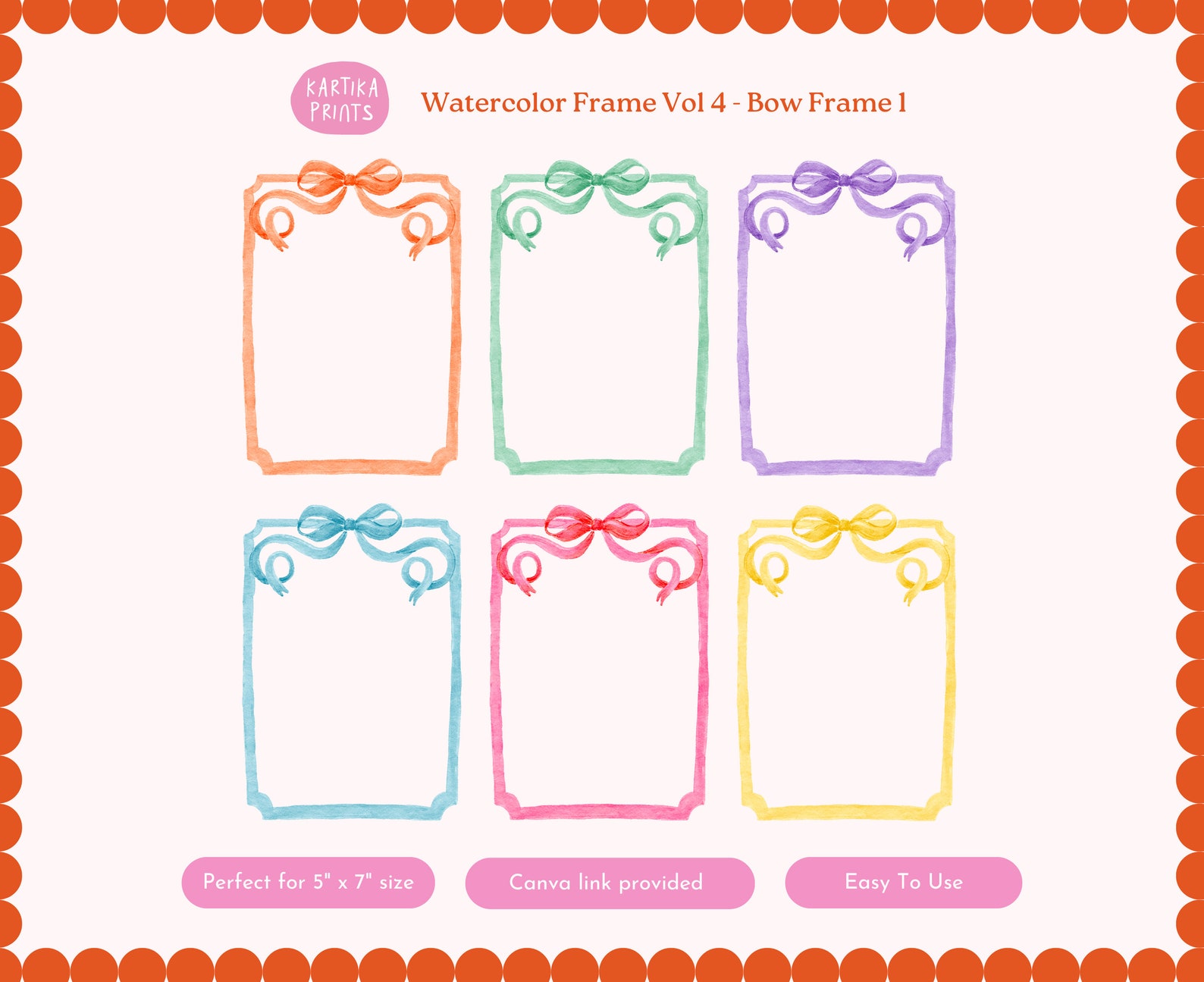 Hand Drawn Bow Border Frame Illustration PNG, Wavy Border With Bow in ...