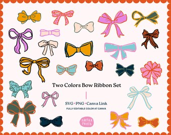 Hand Drawn Bows Illustration Bundle SVG PNG Whimsical Bow Clip Art ...
