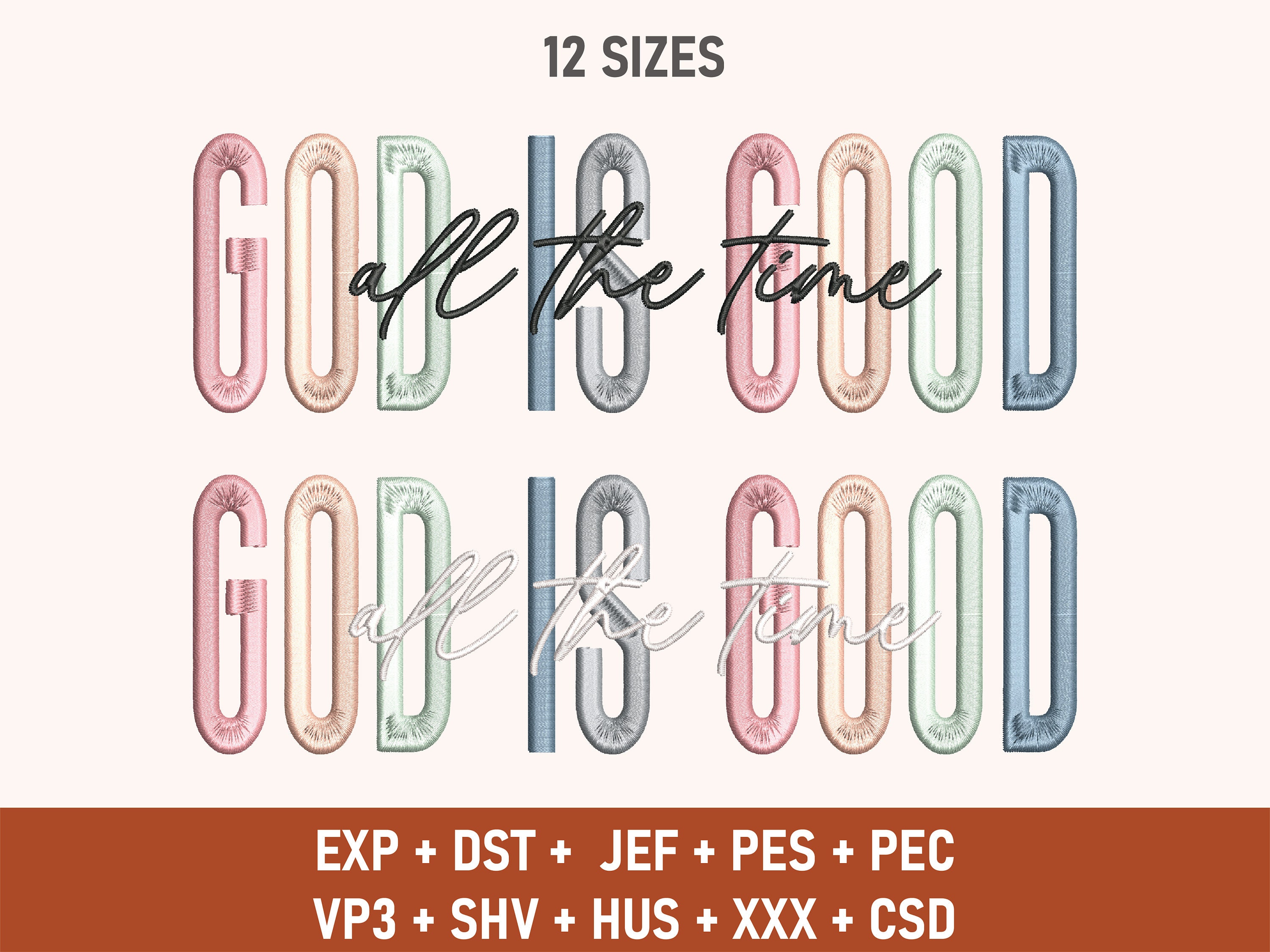 God is Good All the Time Embroidery Design, God is Good Embroidery, God ...