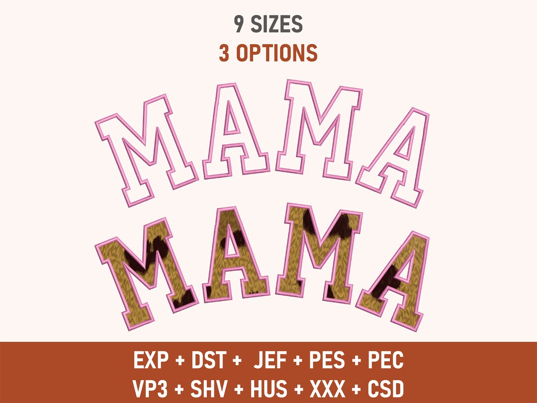Curved Mama Applique Embroidery Design, Mama Machine Embroidery ...