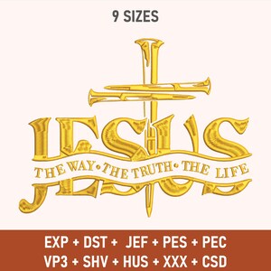 Jesus the Way the Truth the Life Embroidery Design, Religious ...