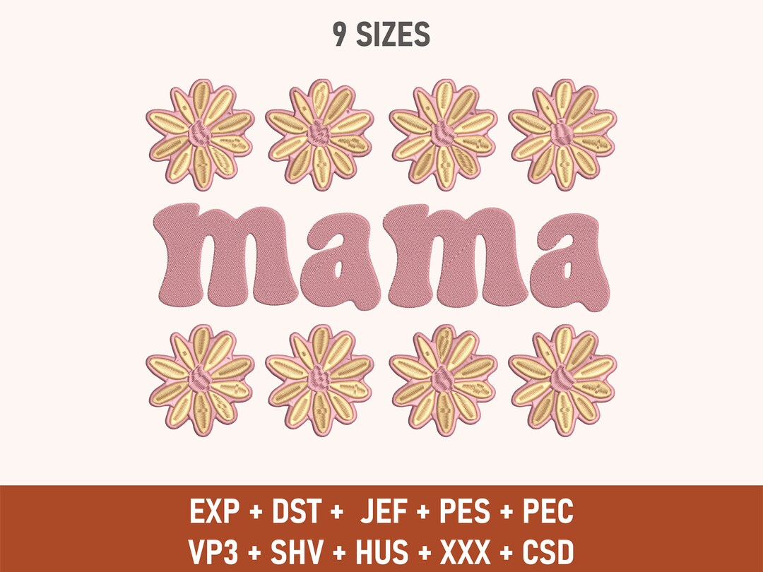 Mama Machine Embroidery Design, Mama Embroidery, Mama, Daisies, Mom ...