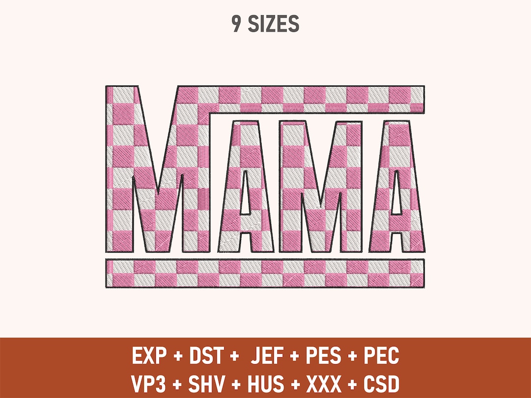 Retro Checkered Mama Embroidery Design, Mama Embroidery, Distressed ...