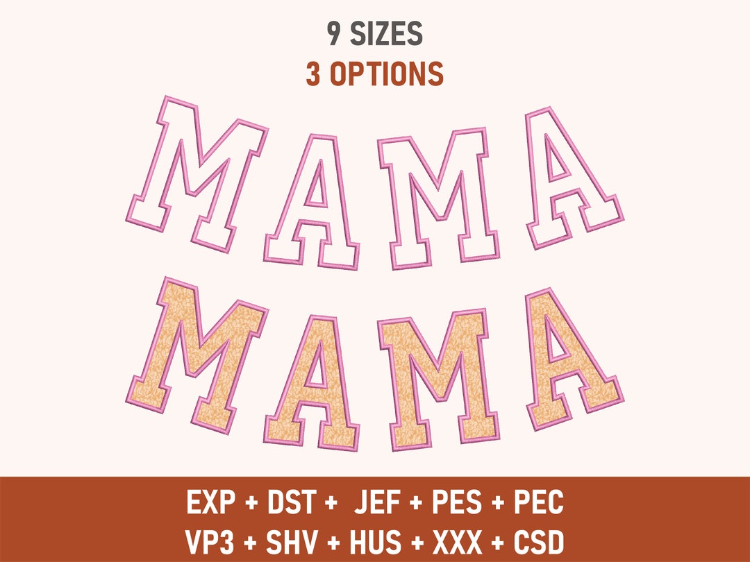 Curved Mama Applique Embroidery Design, Mama Machine Embroidery, Mama ...