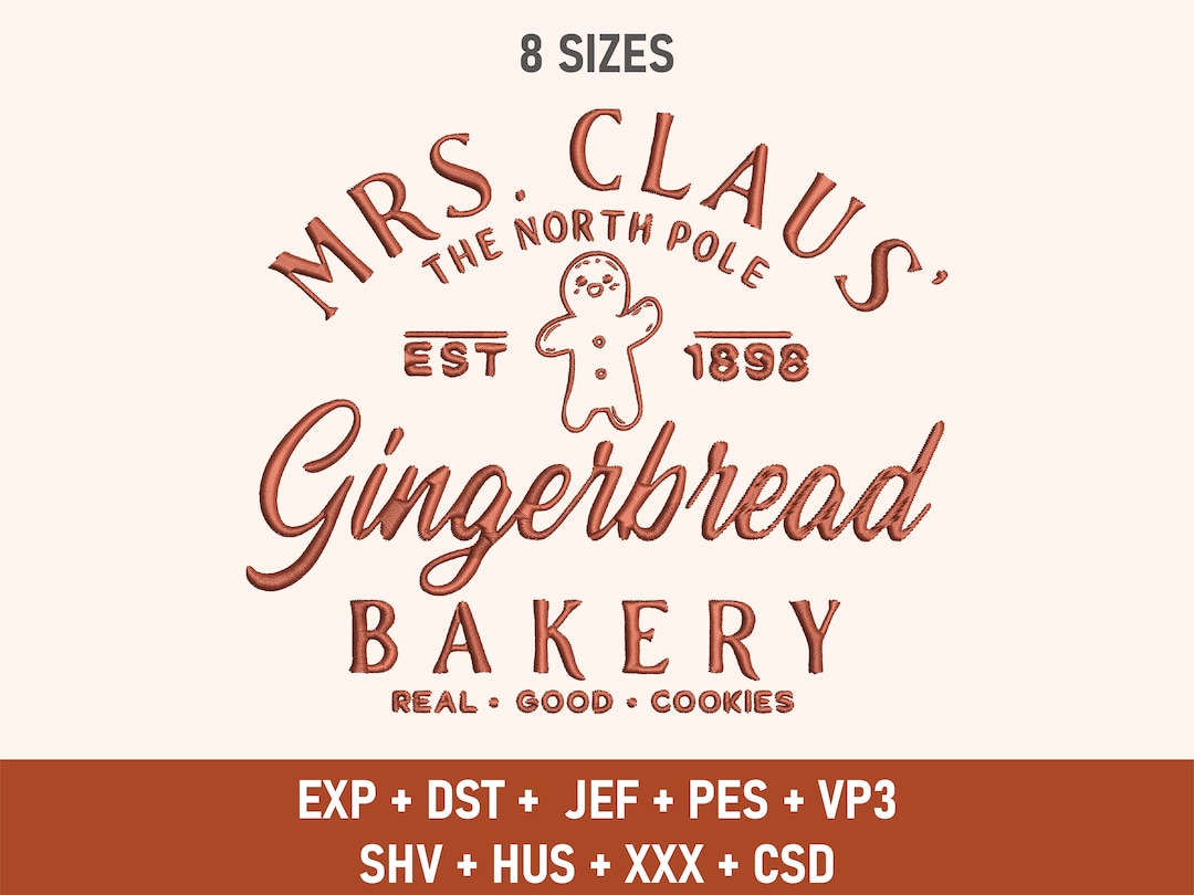 Gingerbread Bakery Embroidery Design, Christmas Embroidery Design ...