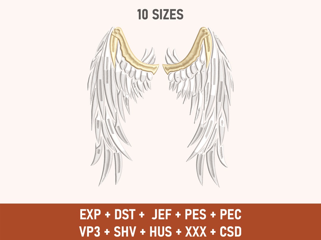 Angel Wings Embroidery Designs, Wing Embroidery Design, Machine ...