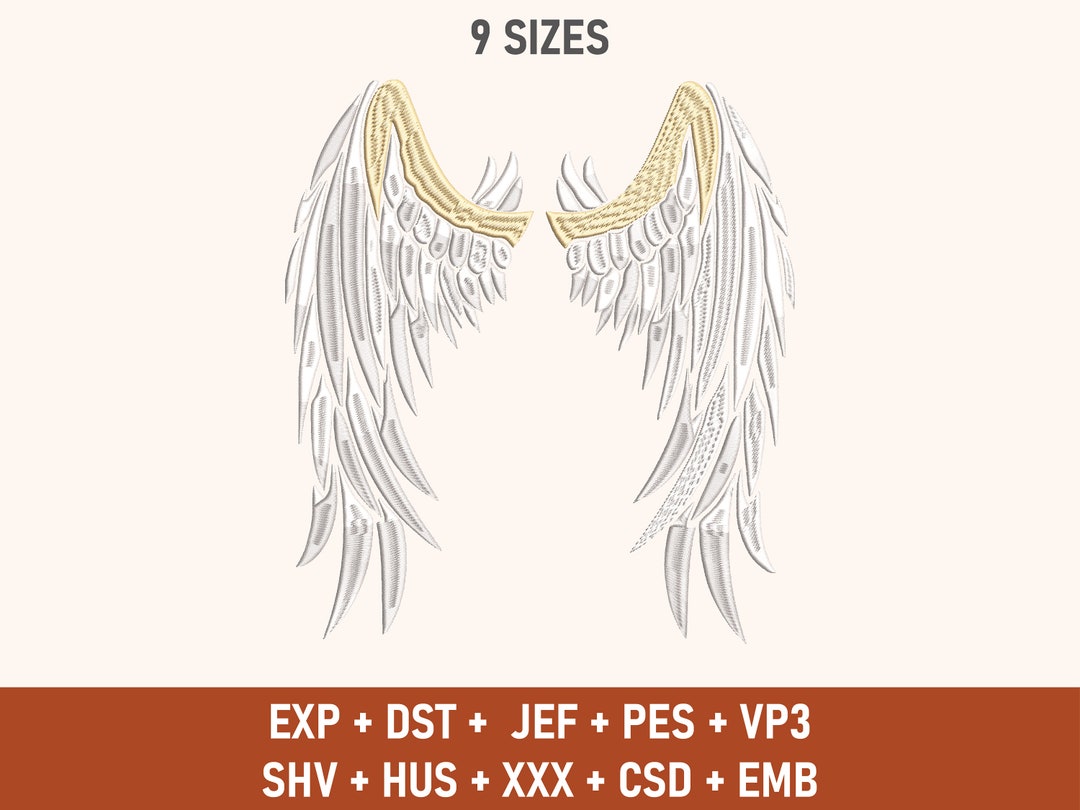 Angel Wings Embroidery Designs, Wing Embroidery Design, Machine ...