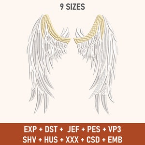 Angel Wings Embroidery Designs, Wing Embroidery Design, Machine ...