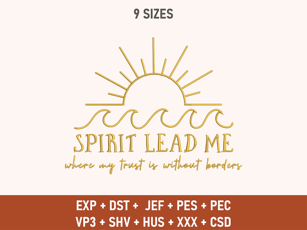 Spirit Lead Me Machine Embroidery Design, Christian Quote Embroidery ...