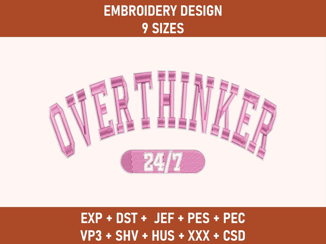 Overthinker Embroidery Design, Overthinker 247, Retro Arch Varsity ...