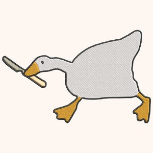 Murder Goose Embroidered, Duck Goose Embroidery, Goose With Knife Meme ...