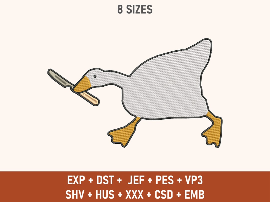 Murder Goose Embroidered, Duck Goose Embroidery, Goose With Knife Meme ...