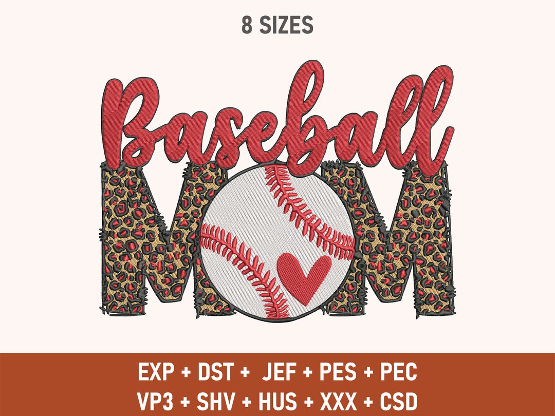 Baseball Mom Leopard Embroidery Design, Mom Embroidery, Baseball, Mom ...