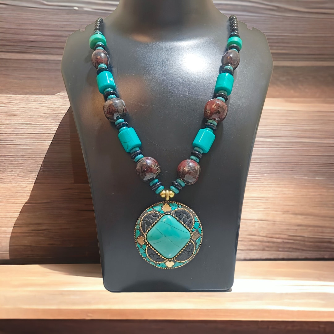 Chunky Sky Blue Resin Necklace – Colorful Acrylic Statement Jewelry - Etsy