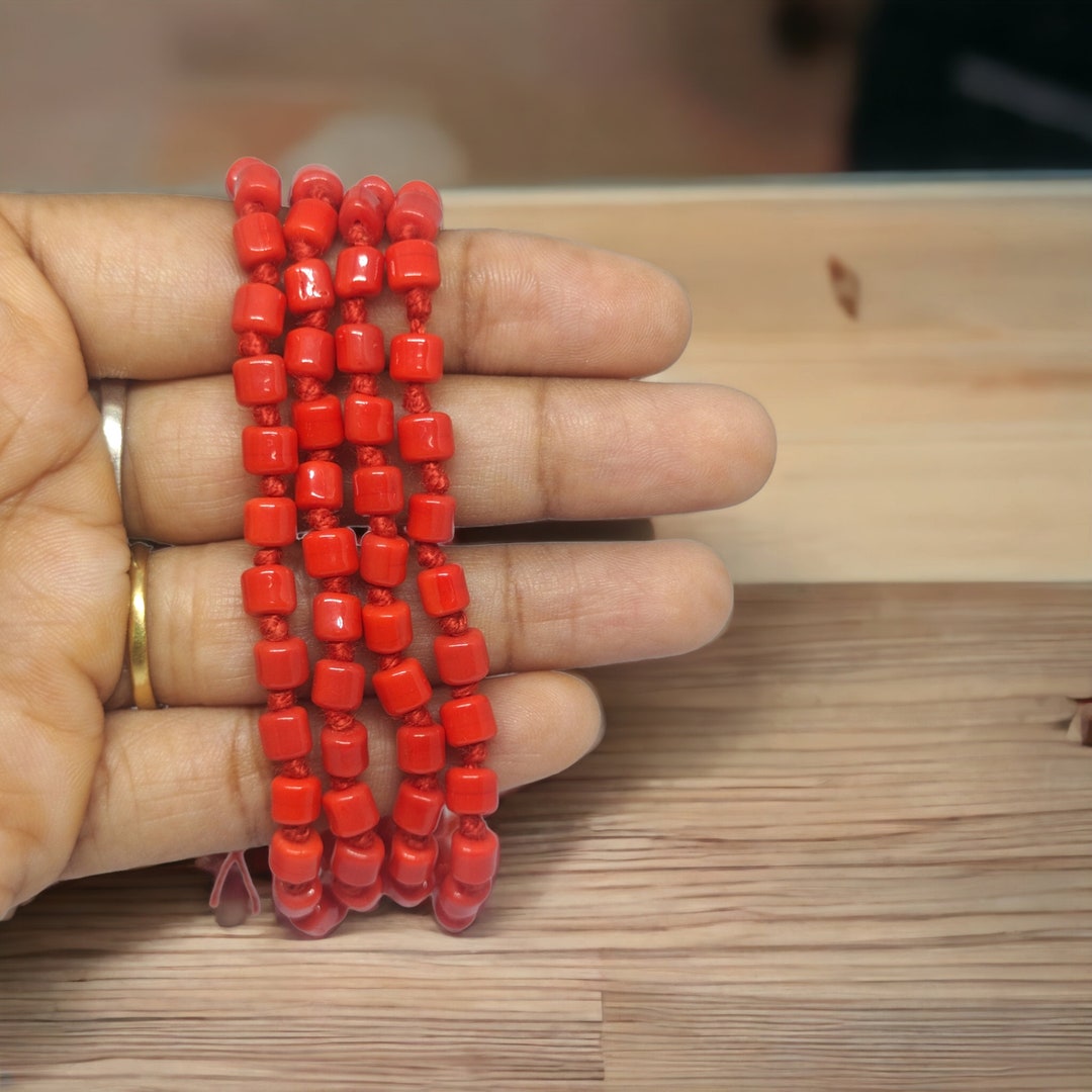 Red Coral 108 Bead Mala Necklace: Natural Italian Moonga Rosary - Etsy