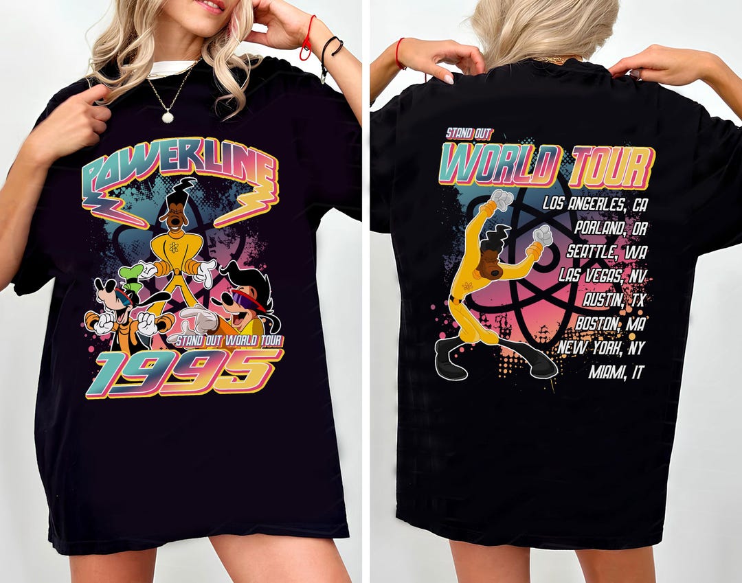 2 Sided Powerline A Goofy Movie Stand Out World Tour 1995 Retro Shirt ...