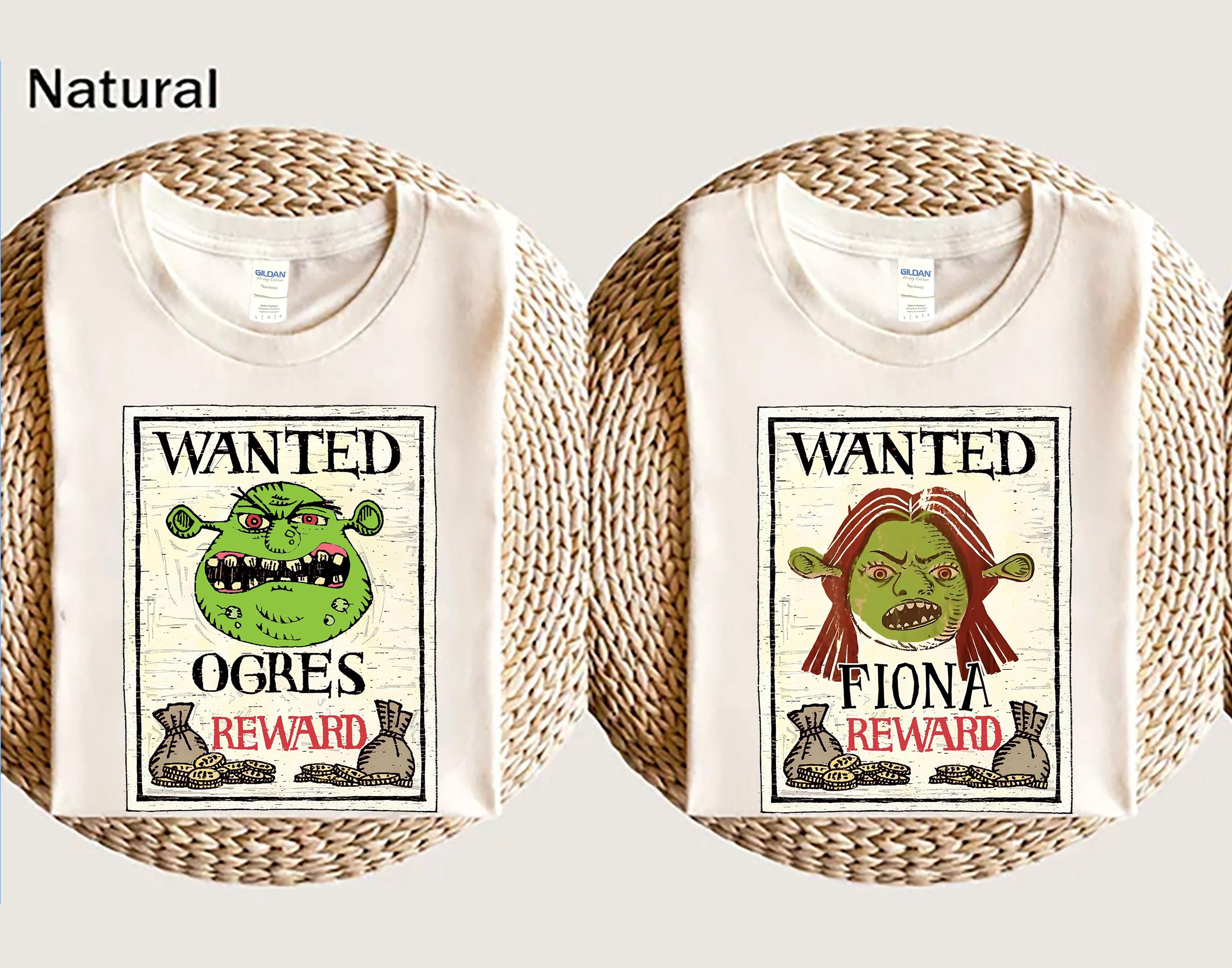 Funny Shrek and Fiona Wanted Ogres Reward Shirt, Halloween Costume ...