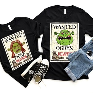 Shrek and Fiona Wanted Ogres Reward Shirt, Halloween Costume Shirt ...