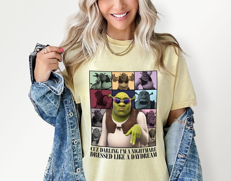 Shrek Face Memes Shirt Cuz Darling I'm a Nightmare Sassy Shrek Shirt ...