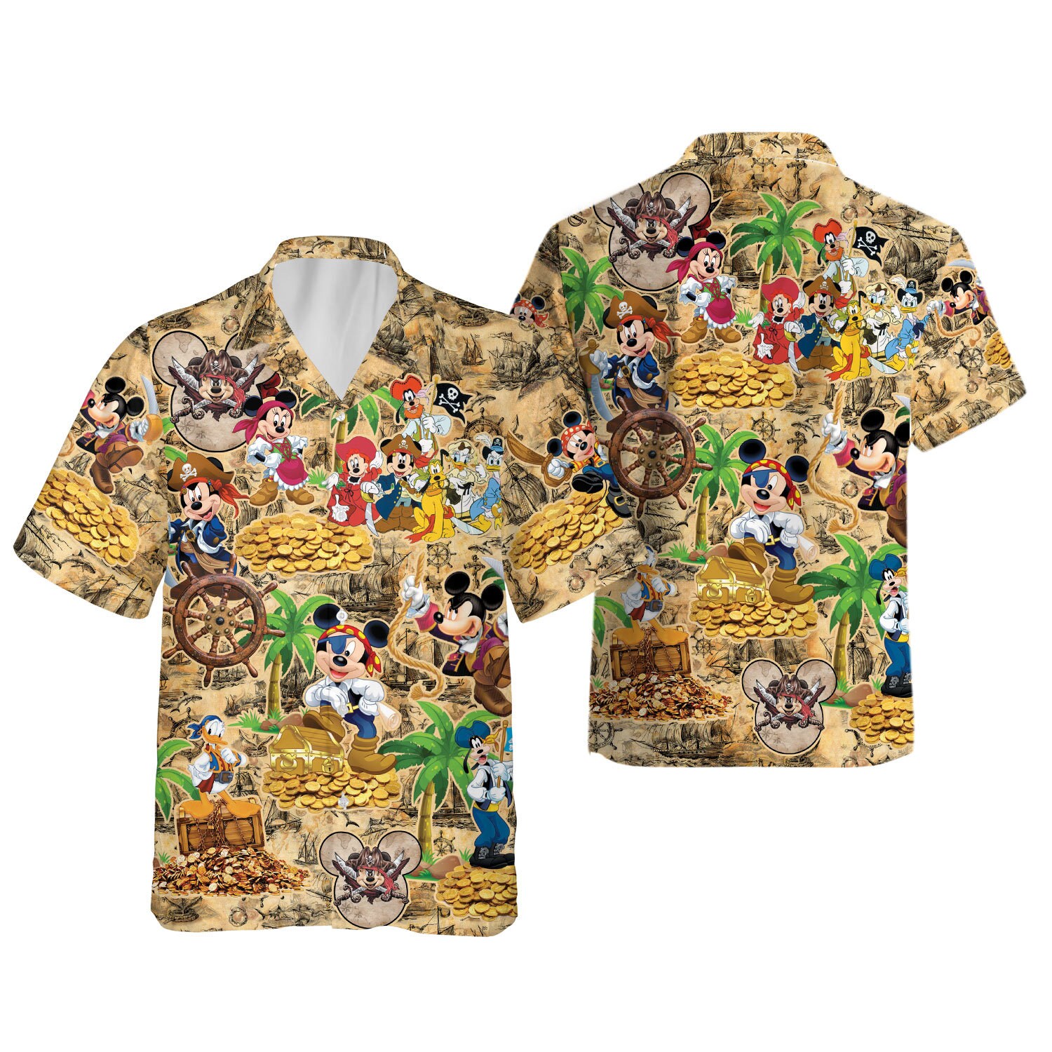 Tropical Mickey Pirate Hawaiian Shirt Mickey Mouse Beach Shirt, Pirate ...