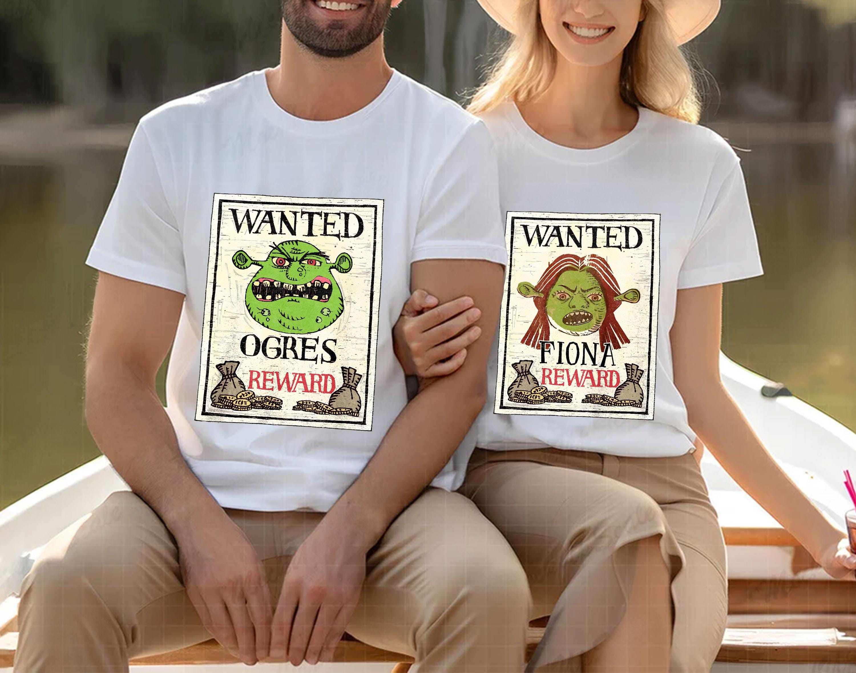 Funny Shrek and Fiona Wanted Ogres Reward Shirt, Halloween Costume ...